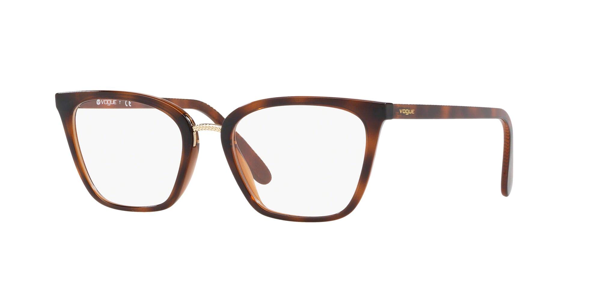Vogue Eyewear Women's Vo5260 Rectangular Prescription Eyeglass Frames, Top Dark Havana/Light Brown/Demo Lens, 53 mm