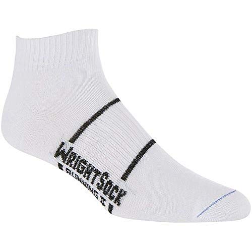 Wrightsock Unisex Running II Lo Socks | Guaranteed Blister Free | Breathable | Women Men | Marathons | White W/Black Accent Logo, Medium