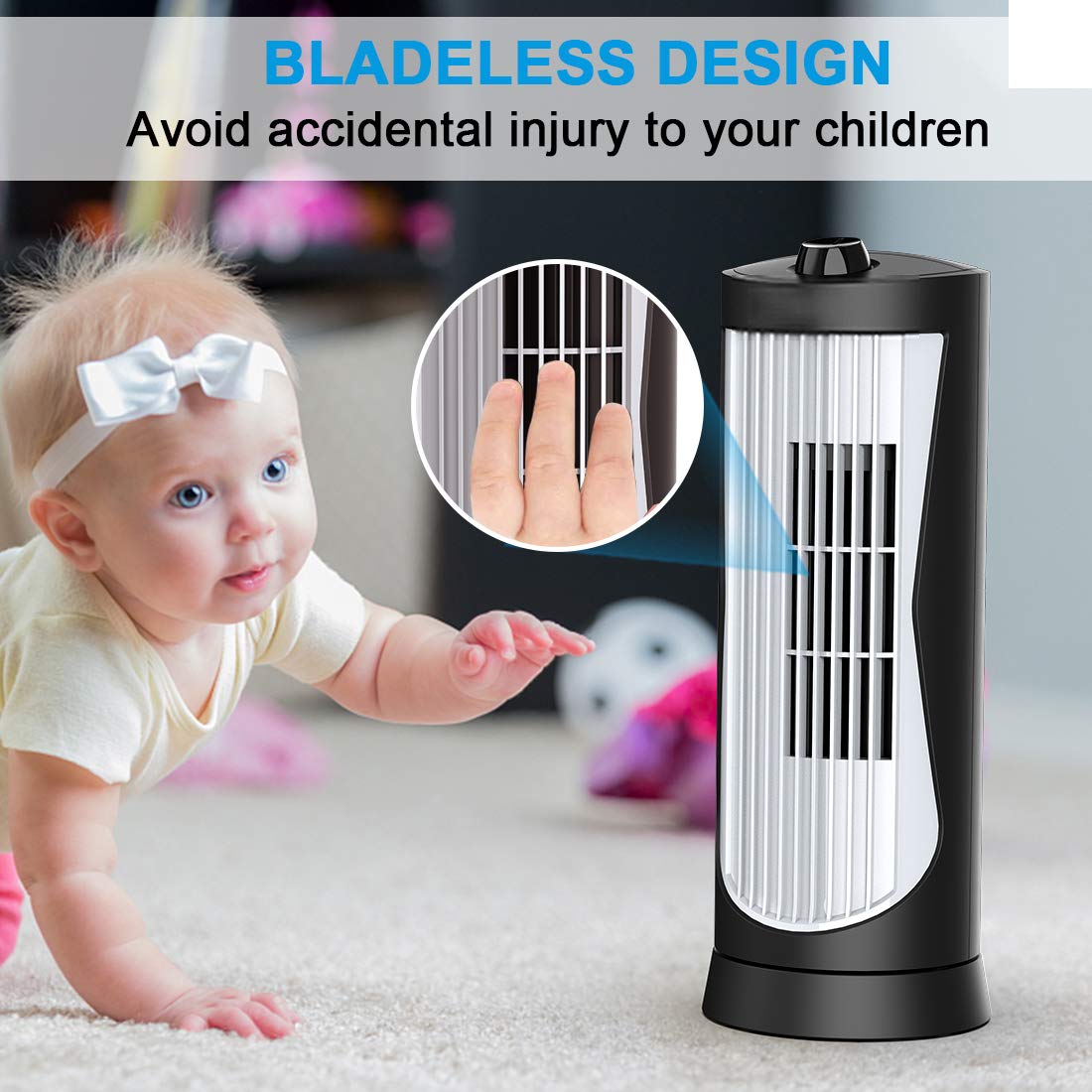 SLENPET Small Tower Fan, Oscillating Quiet Cooling Fan, 13 Inch 2 Speeds, 2 Modes Settings, Portable Rotating Stand Table Fan for Bedroom, Desk, Home and Office