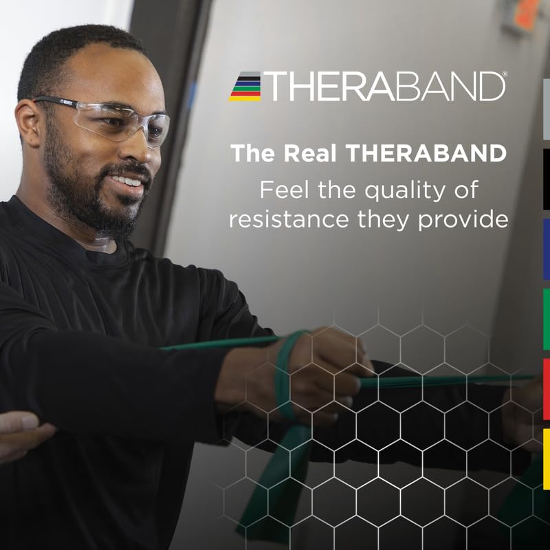 THERABAND Resistance Bands, 6 Yard Roll Professional Latex Elastic Band For Upper Body, Lower Body, & Core Exercise, Physical Therapy, Pilates, Home Workouts, & Rehab, Yellow, Thin, Beginner Level 2