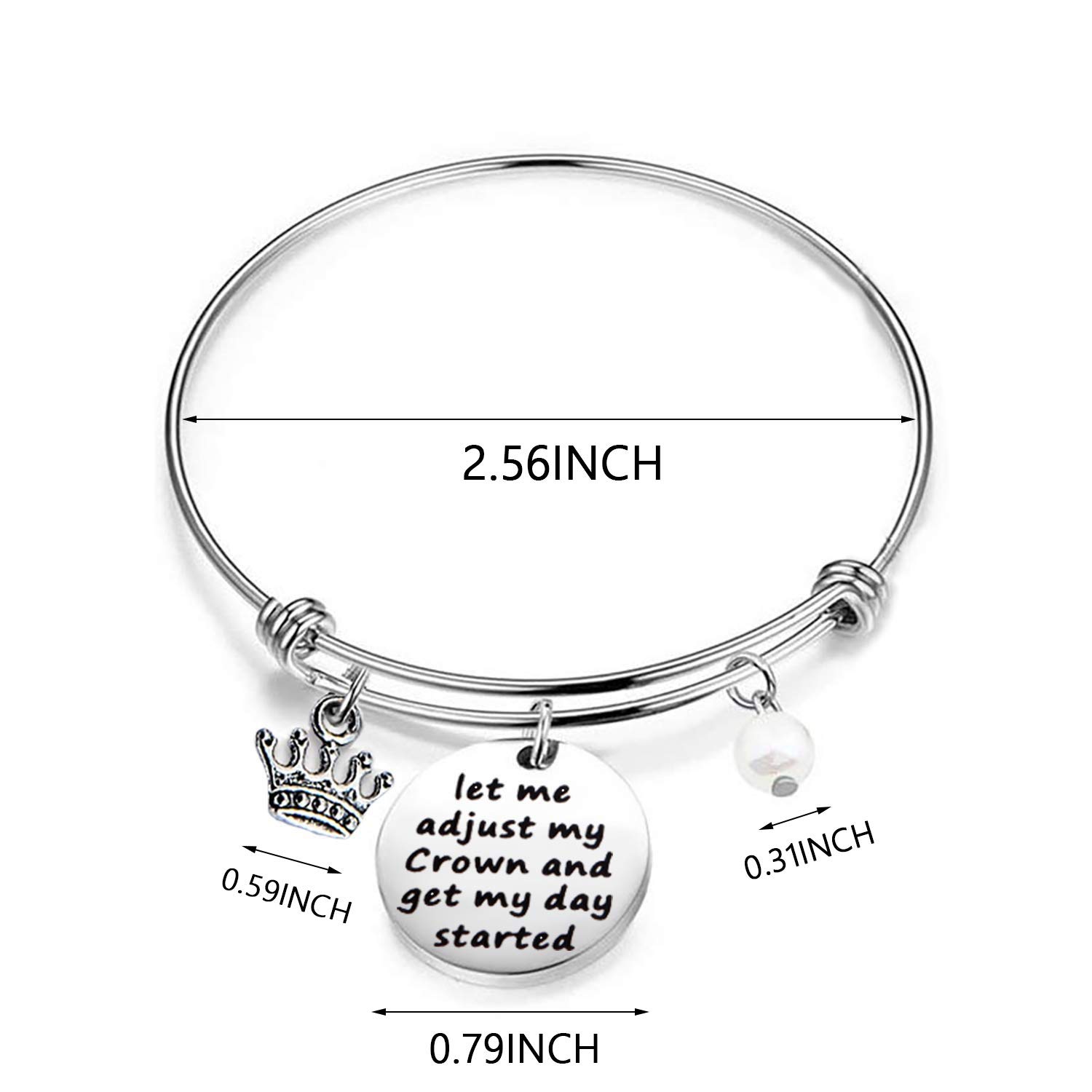 WUSUANED Princess Queen Bracelet Inspirational Bracelet Gift Let Me Adjust My Crown And Get My Day Started Inspirational Gift (let me adjust my crown)