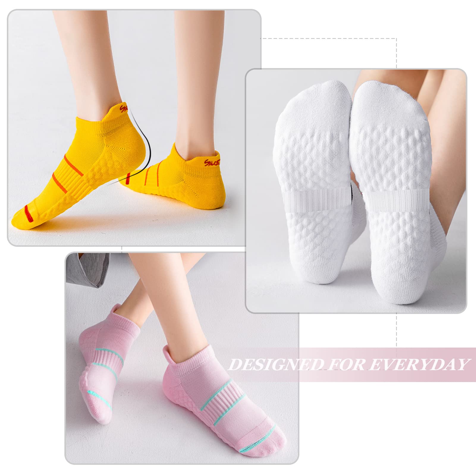 Women Cushioned Running Ankle Socks Low Cut Athletic Compression Socks No Show Performance Socks Sport Socks with Heel Tab 5 Pack