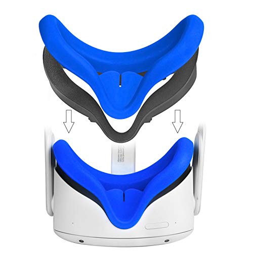 VR Sweat-Proof Silicone Face Cover and Lens Protect Cover for Oculus Quest 2, Silicone Eye Cover Pad, EVA Lens Protector, Dust Proof, Anti Scratch for VR Accessories Set