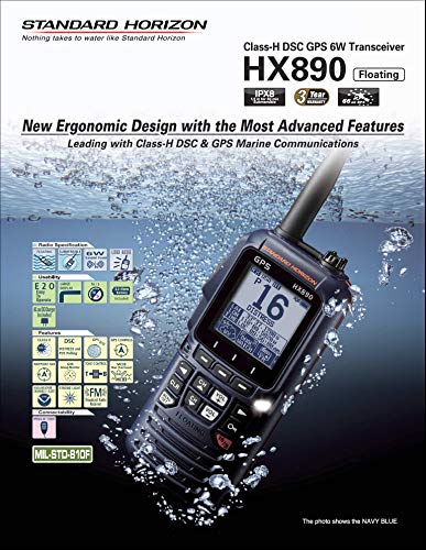 Standard Horizon HX890 Handheld VHF Navy Blue - Floating 6 Watt Class H DSC Two Way Radio
