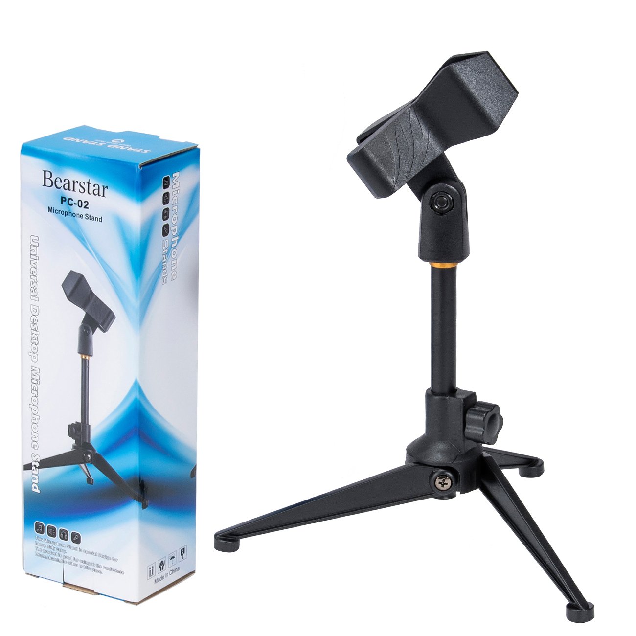 Universal Desktop Microphone Stand Adjustable MIC Tabletop Stand with Spring-Loaded Microphone Clip Such as Sm57 Sm58 Sm86 Sm87