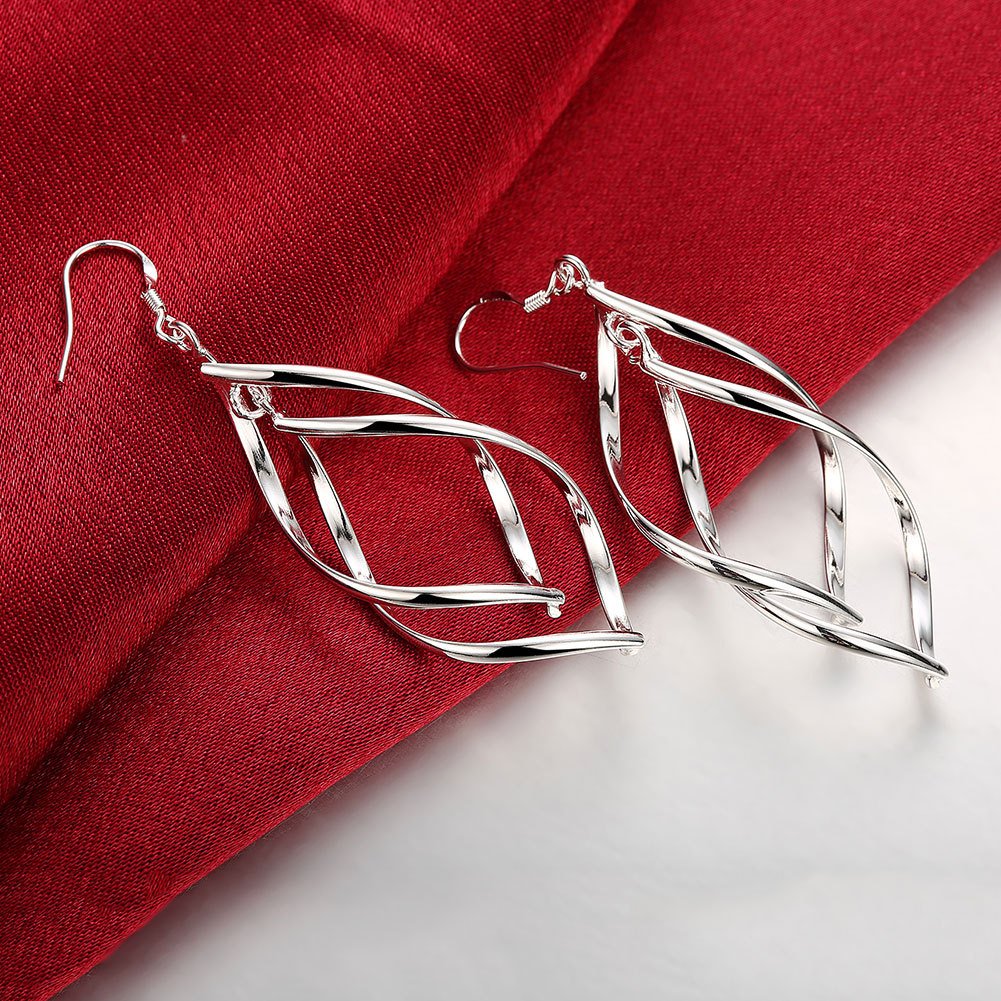 WAINIS 8 Pairs Classic Dangle Drop Earrings for Women Simple Double Twist Long Thread Fashion Silver Plated Earring Jewelry