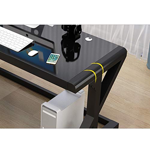 YWDNZ Home Office Desks Computer Desk Furniture/Tempered Glass Computer Desk Desk, X-Shaped Steel Frame Home Office Computer Desk, Workstation, (Color : A)