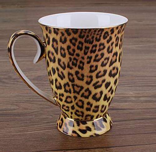 YBK Tech Novelty Porcelain Tea Cup, 9oz Coffee Cup for Home Kitchen Office (Leopard Print)