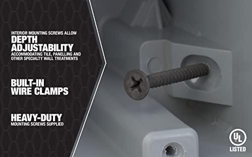 Southwire MSB1G One Device Adjustable Depth, Heavy Duty 42lb. Mounting Screws Included 1-GANG PVC ELECTRICAL BOX, Gray