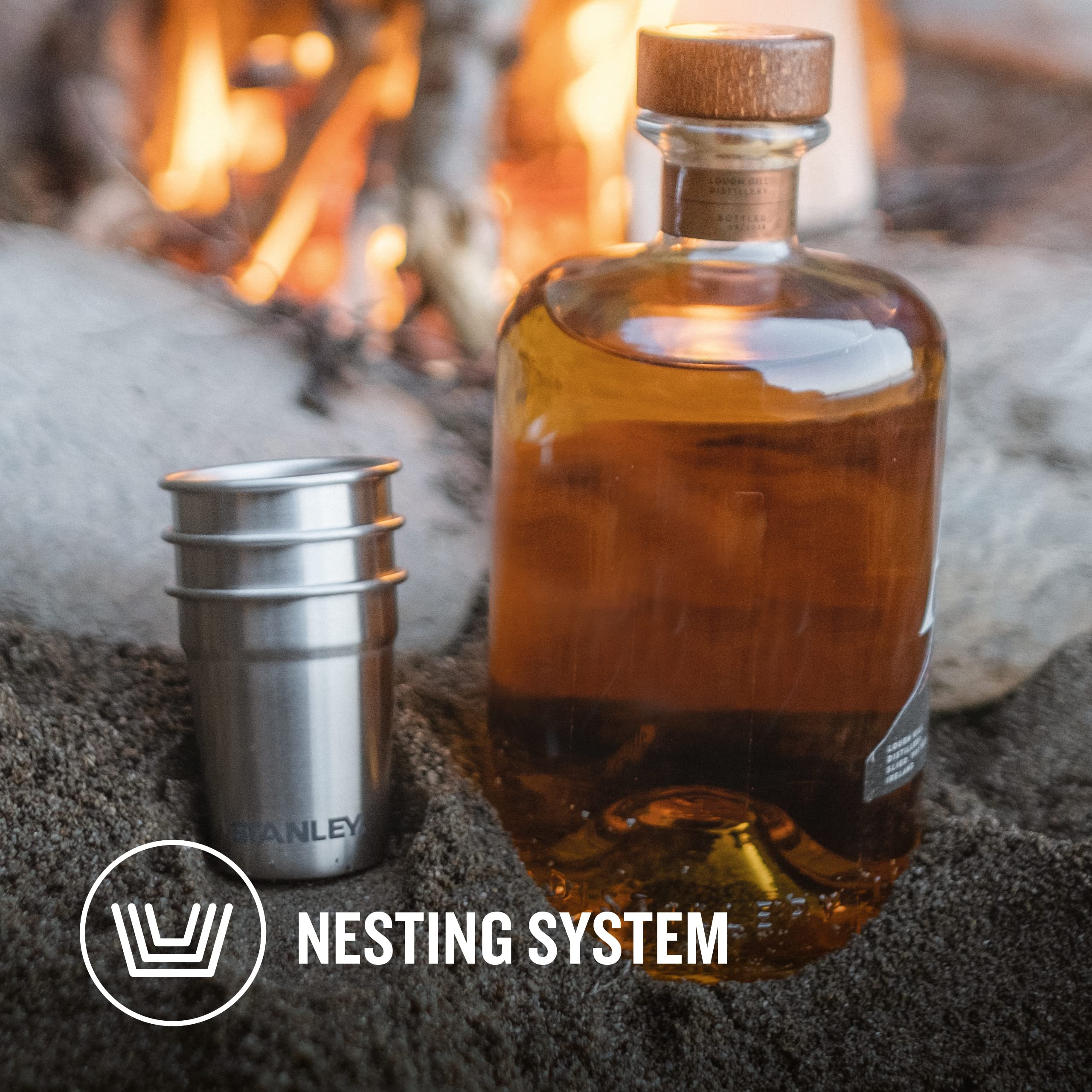 STANLEY Adventure Nesting Shot Glasses Set 0.59ML Hammertone Green – BPA Free Stainless Steel Shot Glasses - Packable Thanks to Nesting System - Dishwasher Safe