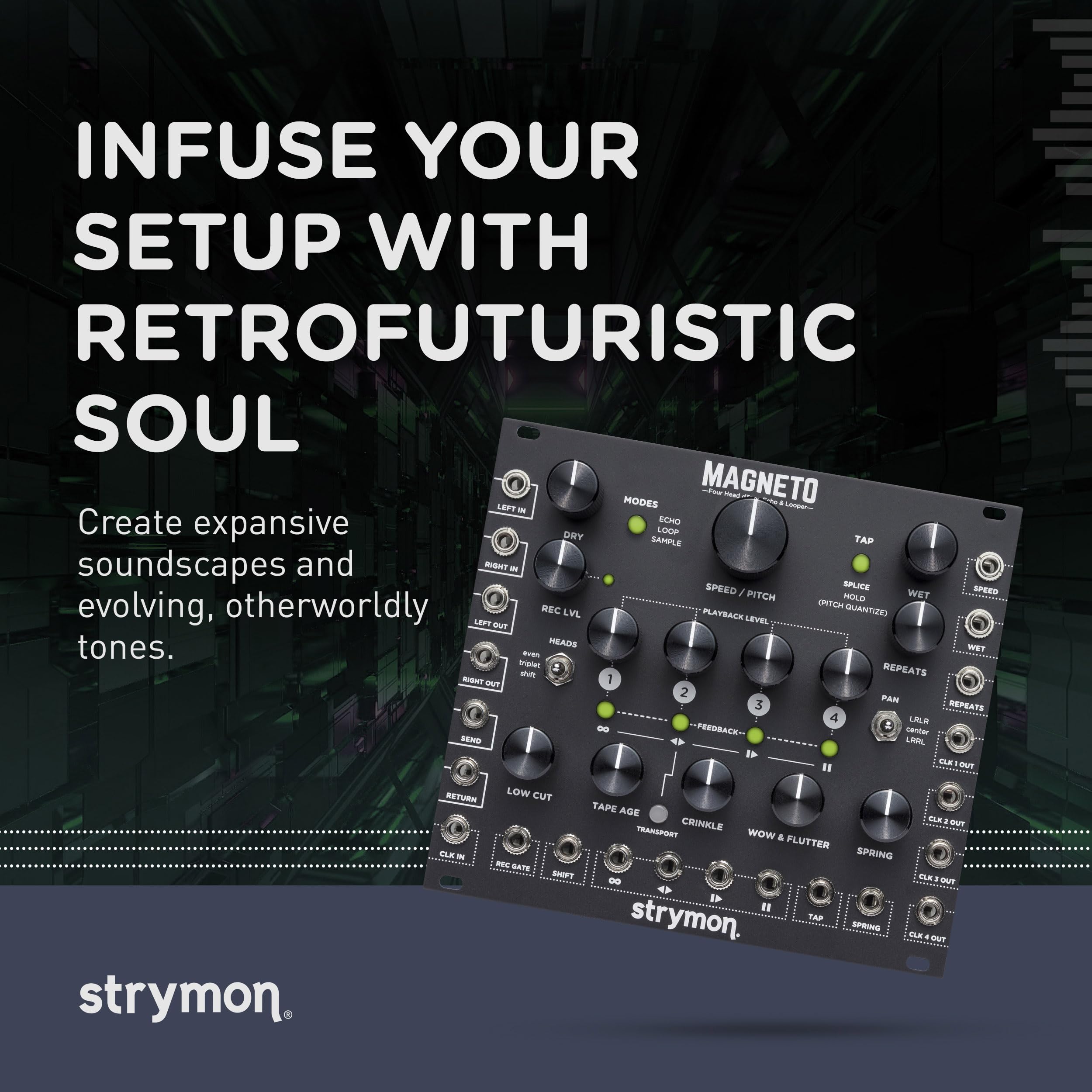 Strymon Magneto Four Head Tape Delay And Looper Eurorack Module with Spring Reverb for Eurorack Synth Setups
