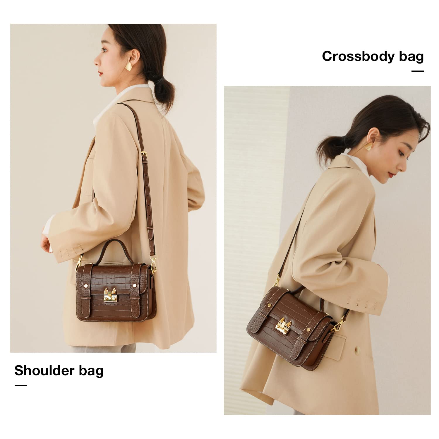 Women Genuine Leather Top Handle Handbag Purse Ladies Shoulder Bag
