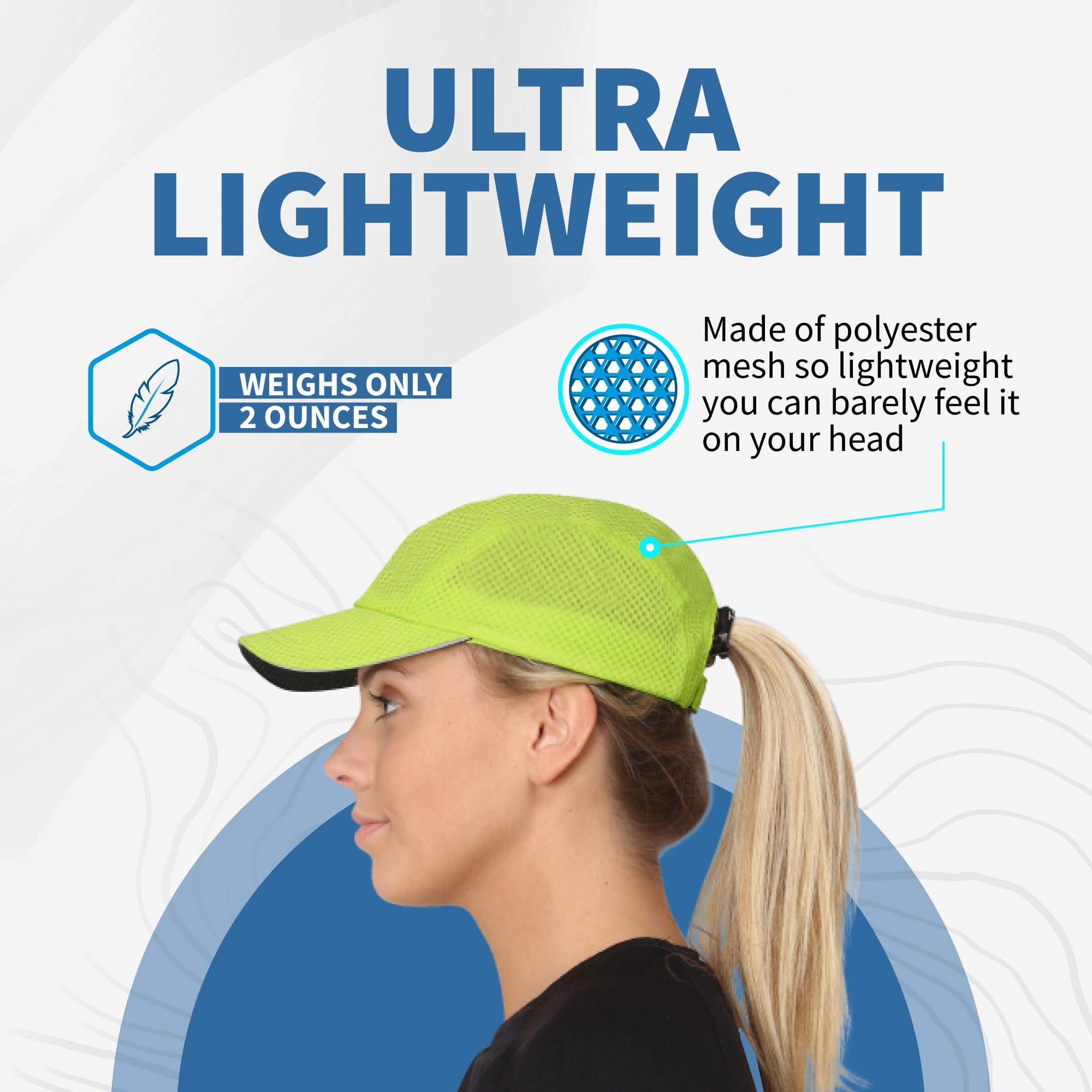 TrailHeads Women's Race Day Performance Running Cap, Lightweight & Quick Drying Mesh Sports Hat with Reflective Trim, Adjustable Fit - Cool Green