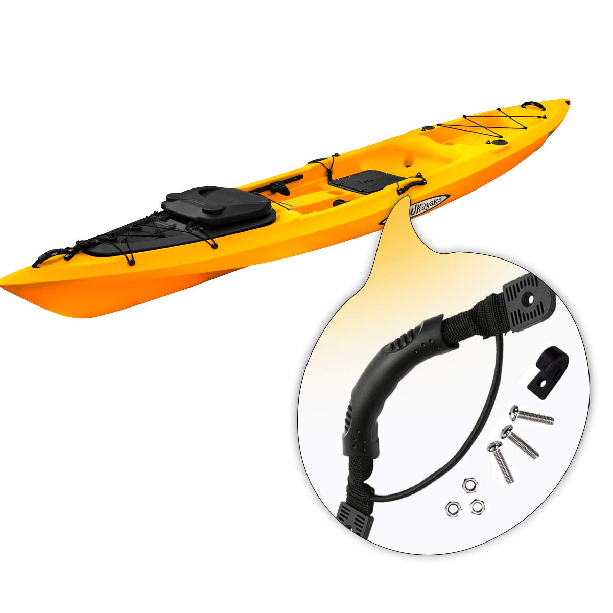 YXGOOD 4 Pcs Kayaks Canoe Boat Side Mount Carry Handle J Hook Kayak Handle Carry Handles Mount Paddle with Screws and Bungee Cord (4)