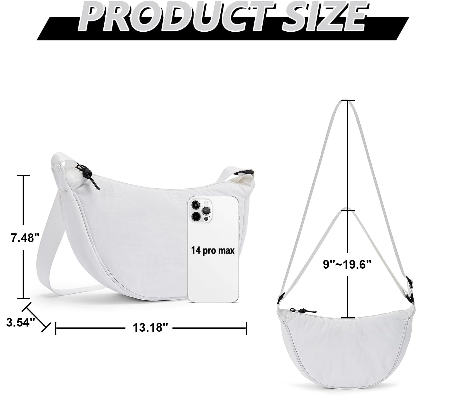 WESTBRONCO Crescent Bag Crossbody Bags for Women Trendy Small Nylon Fanny Pack Sling Hobo Bag Soft Casual, Beige