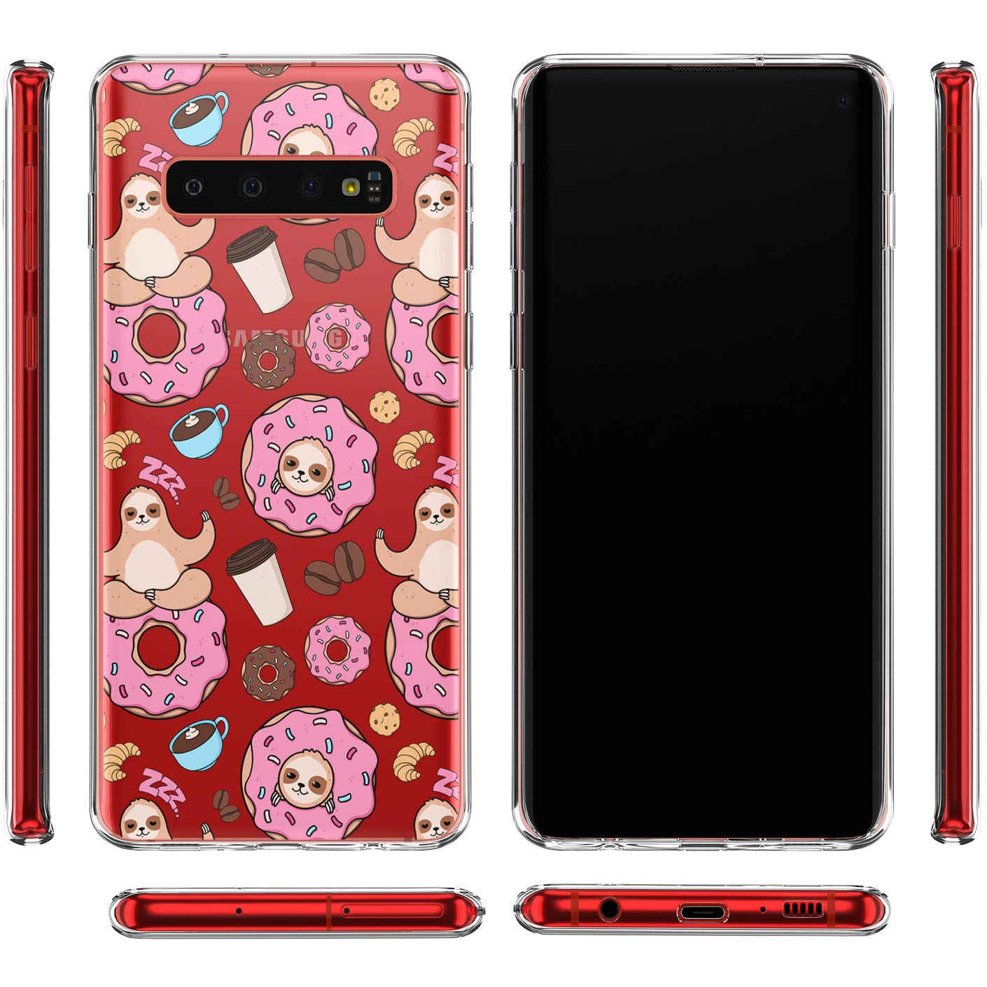 Slim TPU Phone Case Compatible with Samsung Galaxy A72 A71 5G A70 A51 A32 A21 A11 A12 A01 Flexible Yoga Clear Cover Sloth Pink Donut Animal Cute Silicone Kawaii Durable Coffee Soft, Sloth Donut