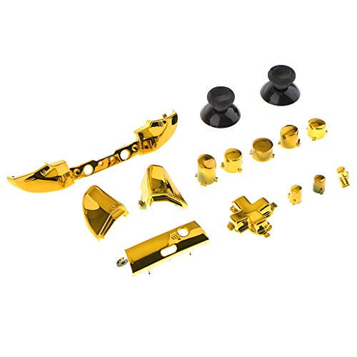 Vivi Audio Chrome RB LB Bumper RT LT Trigger Buttons Mod Kit Compatible Fit Xbox One S Slim Controller Analog Stick Dpad Color Gold
