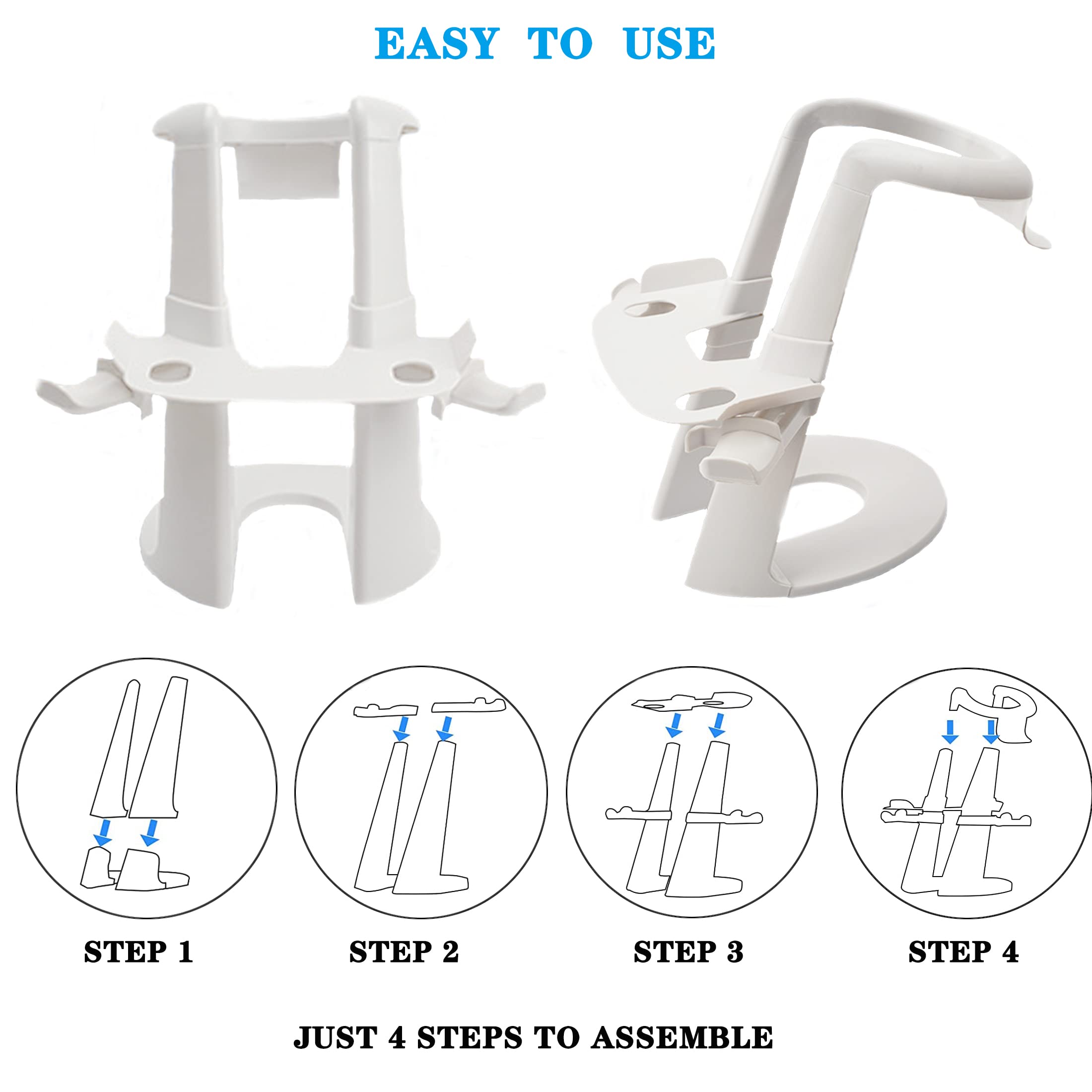 YoHuaMe IDooSo VR Stand, Headset and Controller Holder Display Station for Oculus Quest 2, Quest 1, Rift, Rift S, Valve Index, HP Reverb G2 Headset and Touch Controllers (White)