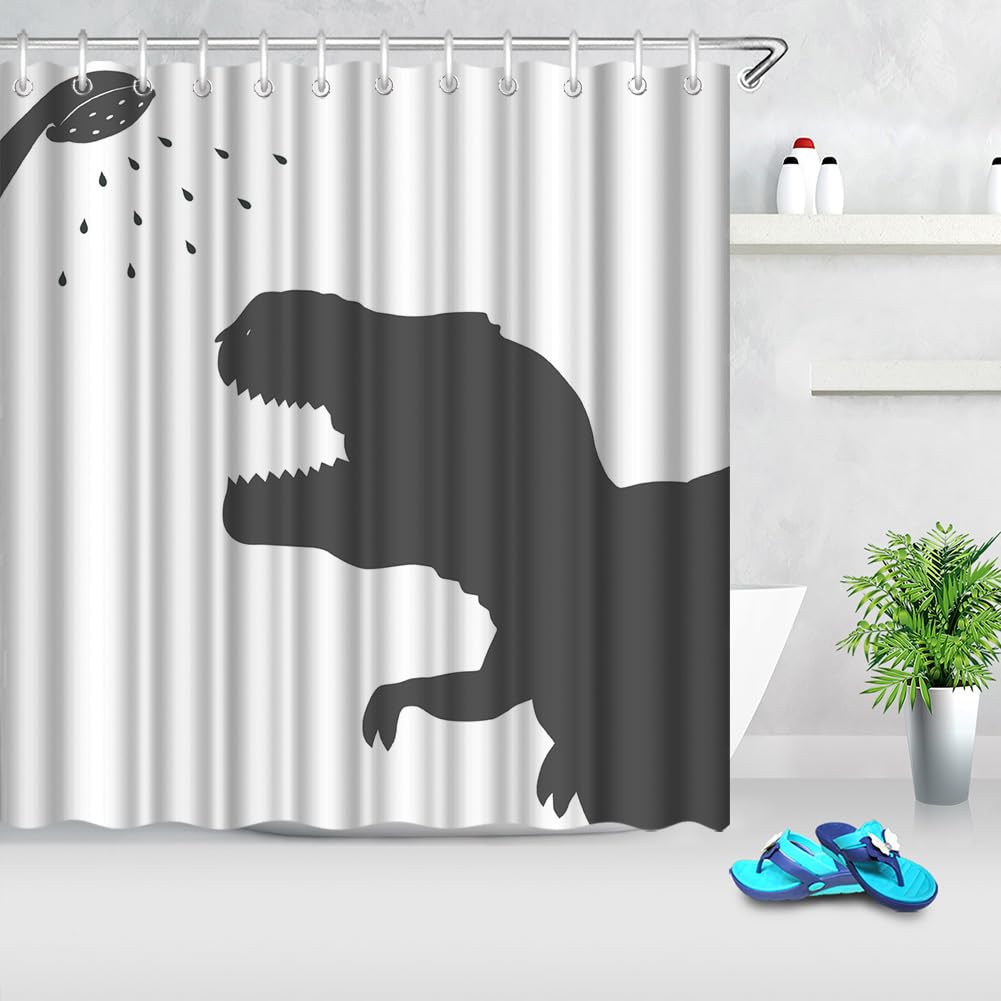 VividHome Animal Dinosaur Fabric Shower Curtain Dinosaur Silhouette Waterproof Polyester Fabric Bathroom Set with Hooks Animal Home Decor 72x72IN