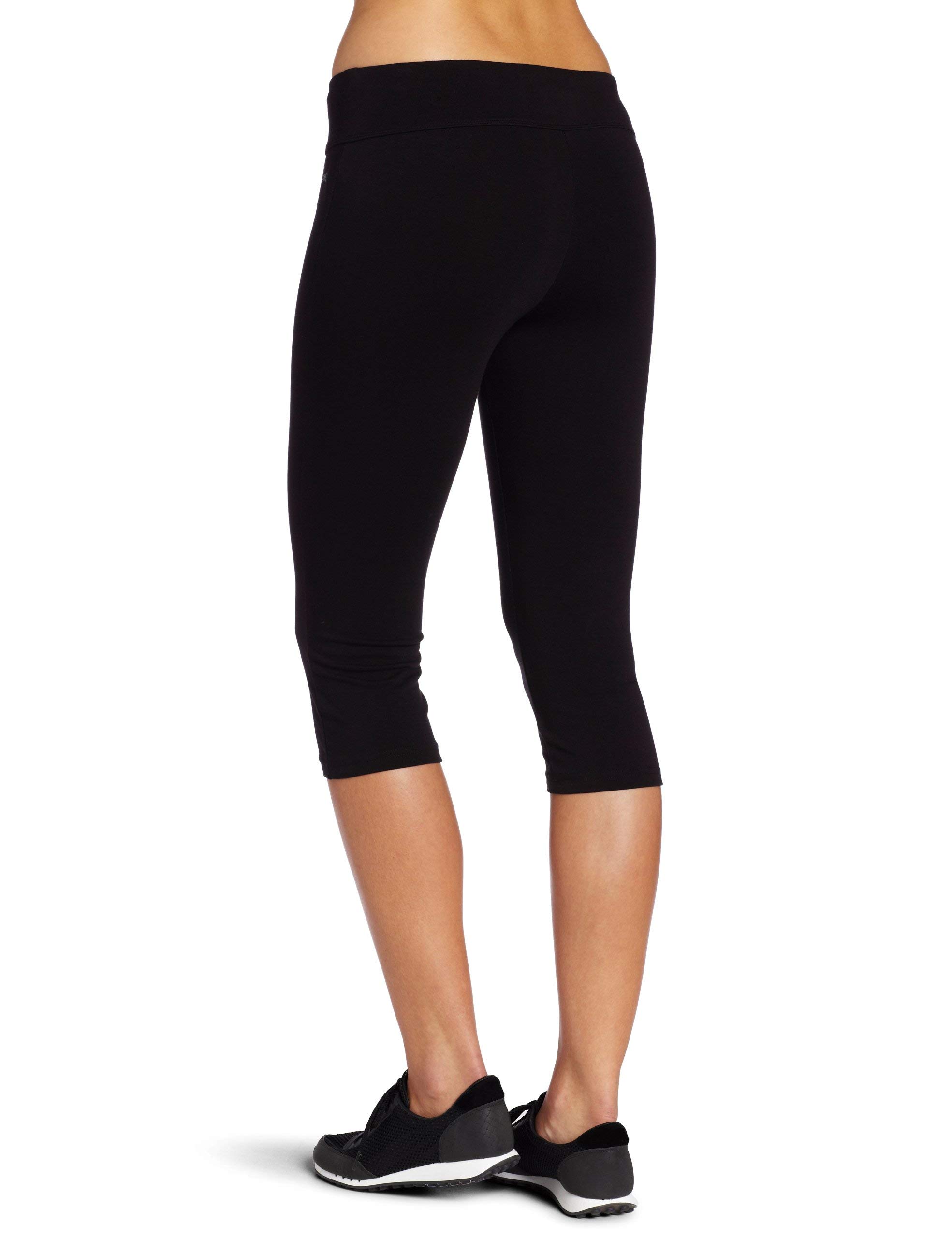Spalding Women's Essential Capri Legging | Comfortable 4-Way Stretch Athletic Pants | Mid-Waist Black | Large