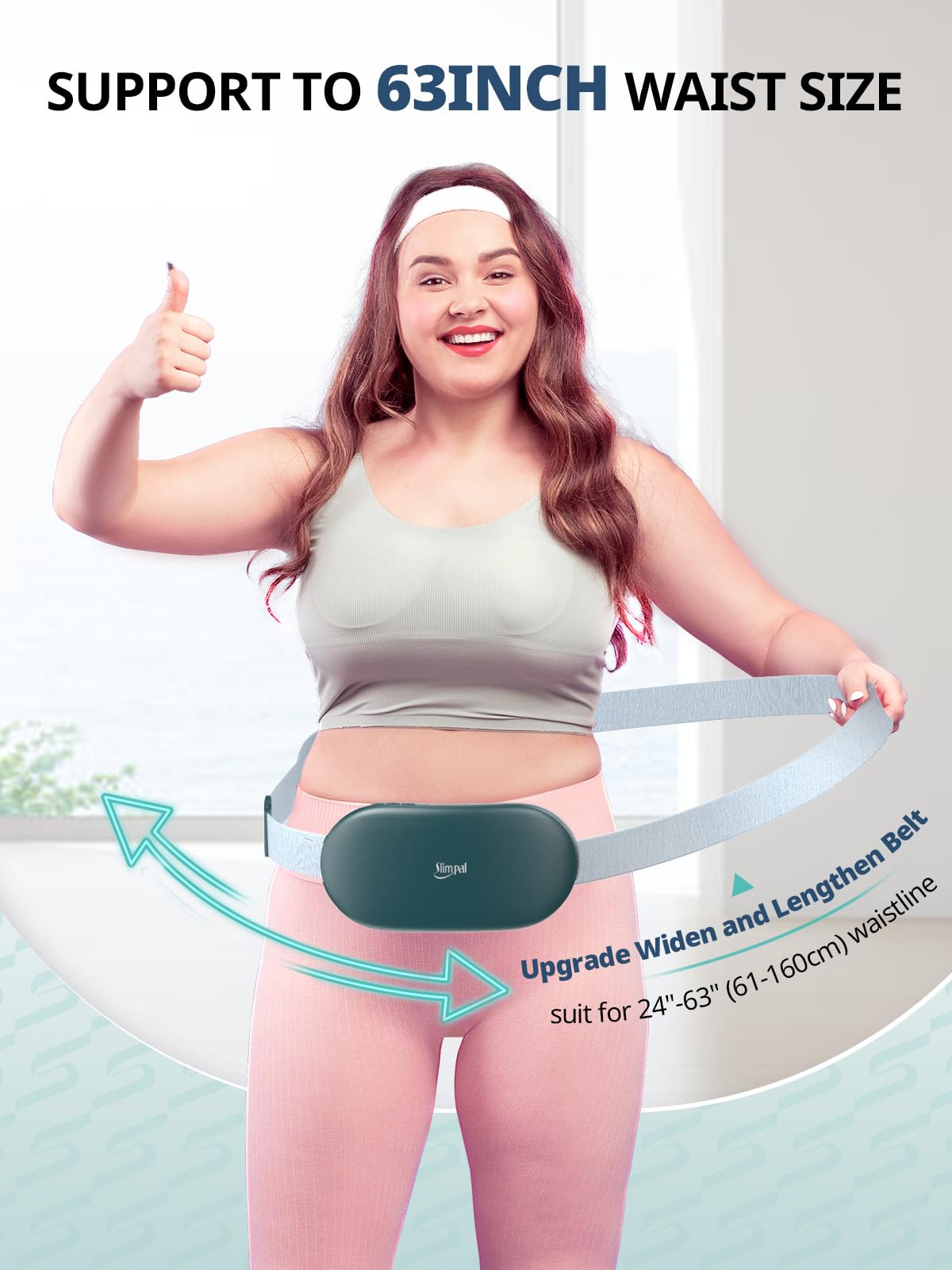 Slimpal Heating Pad for Period Cramps&Back Pain, Plus-Sized Electric Heating Pad, Menstrual Period Cramps Heat Belt Pain Relief, 3 Timer Auto Off Setting, Dark Green