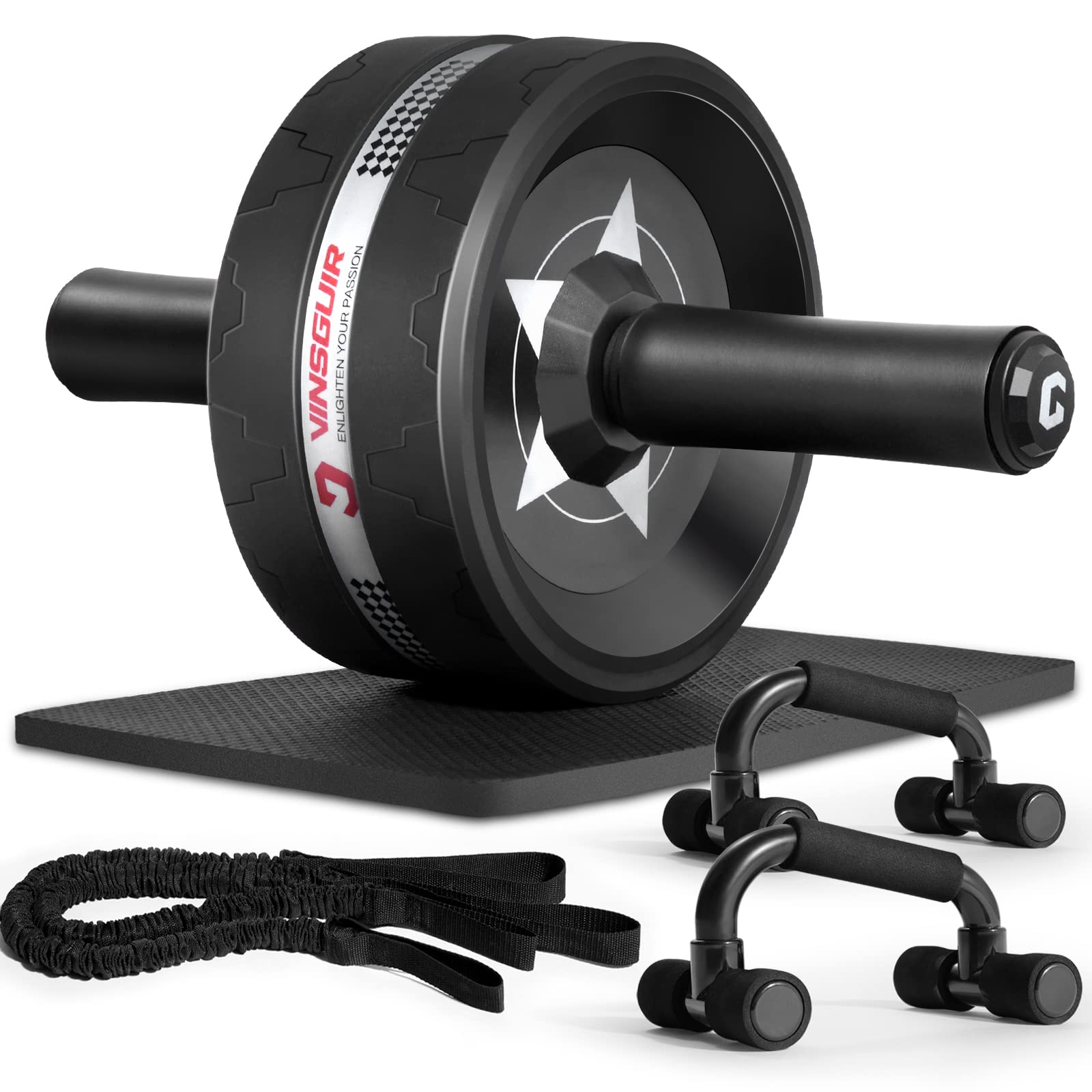 Vinsguir Ab Roller Wheel Kit,Ab Workout Equipment with Push Up Bars, Home Gym Fitness Equipment for Core Strength Training, Abdominal Roller Machine with Gym Accessories for Men & Women