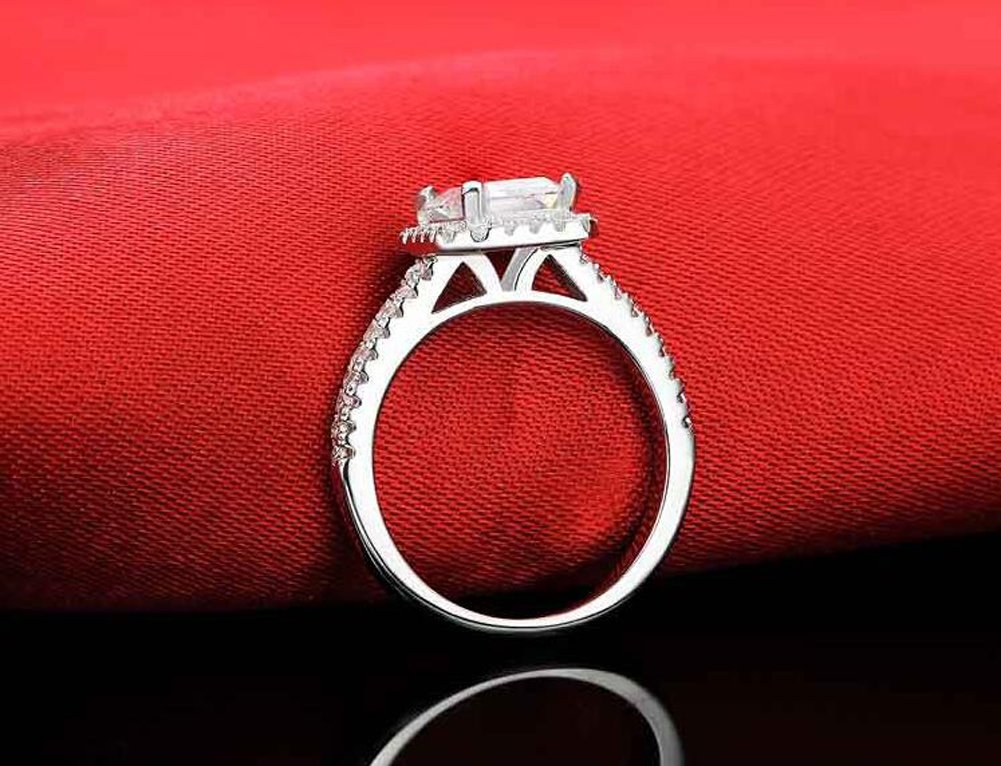 Tenfit Jewelry Women's Ring 18k Gold Plated Square Cubic Zircon Engagement Ring 118,Size:7