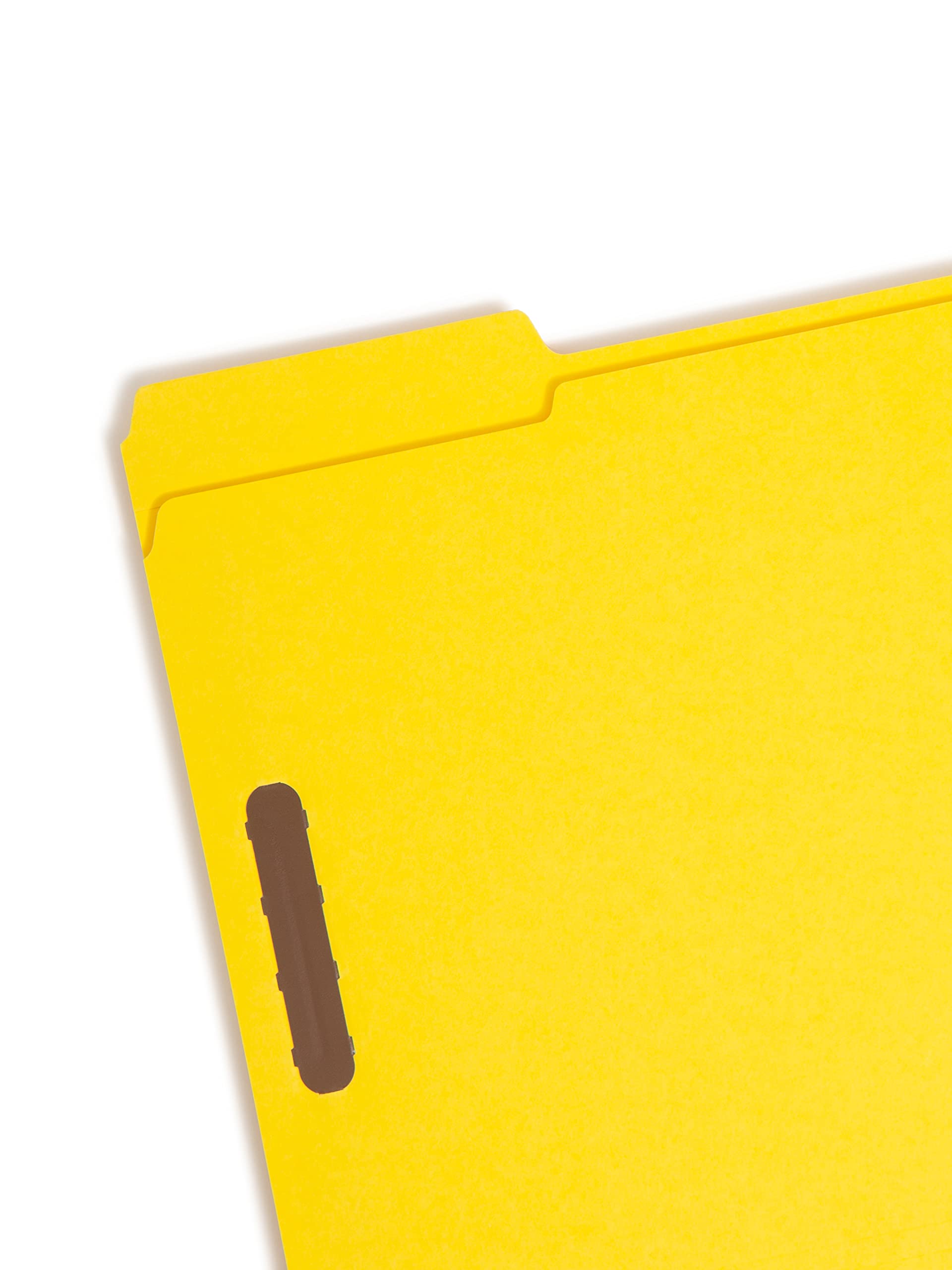 Smead Fastener File Folder, 2 Fasteners, Reinforced 1/3-Cut Tab, Letter Size, Yellow, 50 per Box (12940)