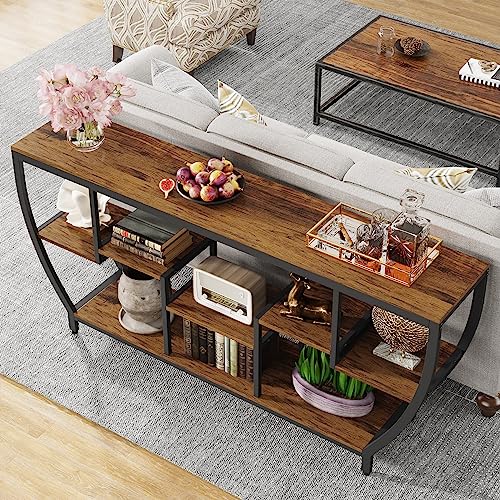 Tribesigns 70.9 Inch Long Sofa Table with Shelves, Rustic Console Table with Storage, Industrial Entryway Table TV Stand, Behind Couch Table Accent Tables for Living Room, Hallway, Foyer