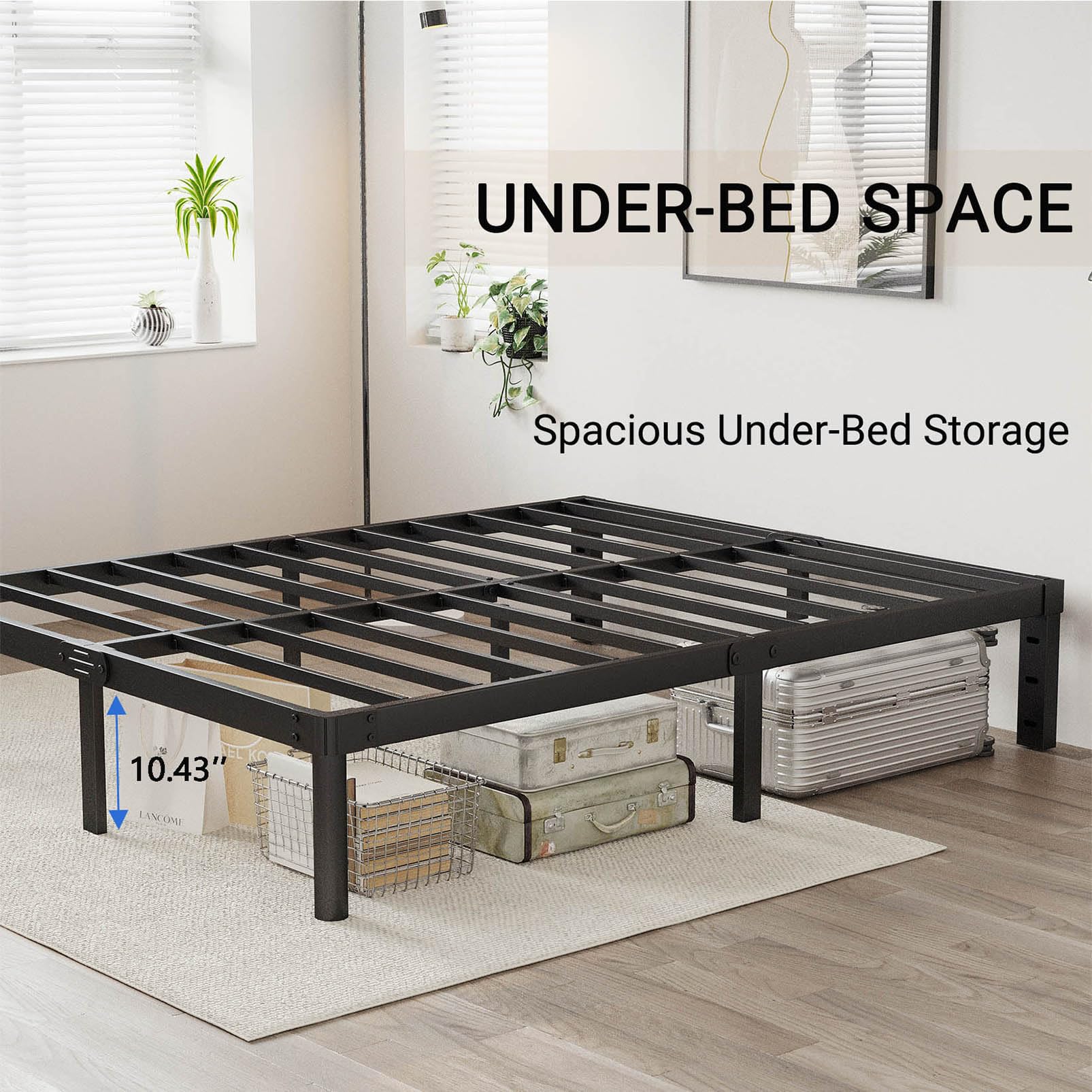 SunnyDaze 18 Inch High Heavy Duty Full Size Bed Frame Metal, Platform Bed Frame Full Size No Box Spring Needed, Easy Assembly, Noise Free, Black