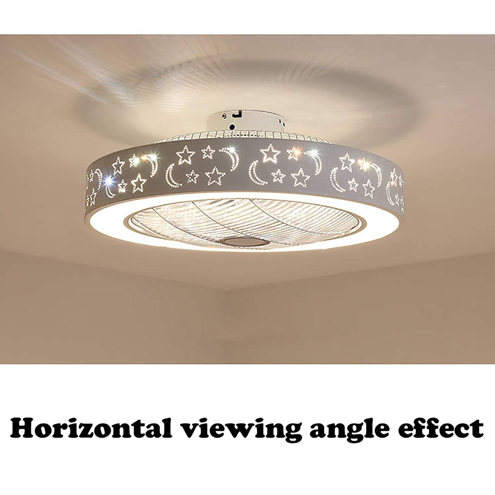WenineStar Ceiling Fan with Lights, Remote Control Fully Dimmable Caged LED Fixture, Semi Flush Mount Enclosed Ceiling Fan for Low Profile Ceiling Room (22in, White)