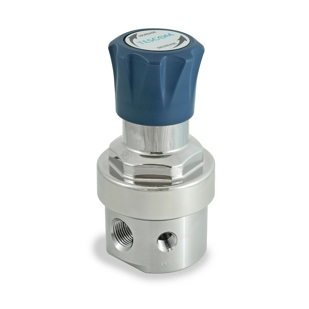 TESCOM SG361140 SG3 Single-Stage Pressure Regulator, SST Body/Diaphragm, 0-15 PSIG Out, Teflon Seals, 4 Port, 1.0 CV, 1/2" NPTF