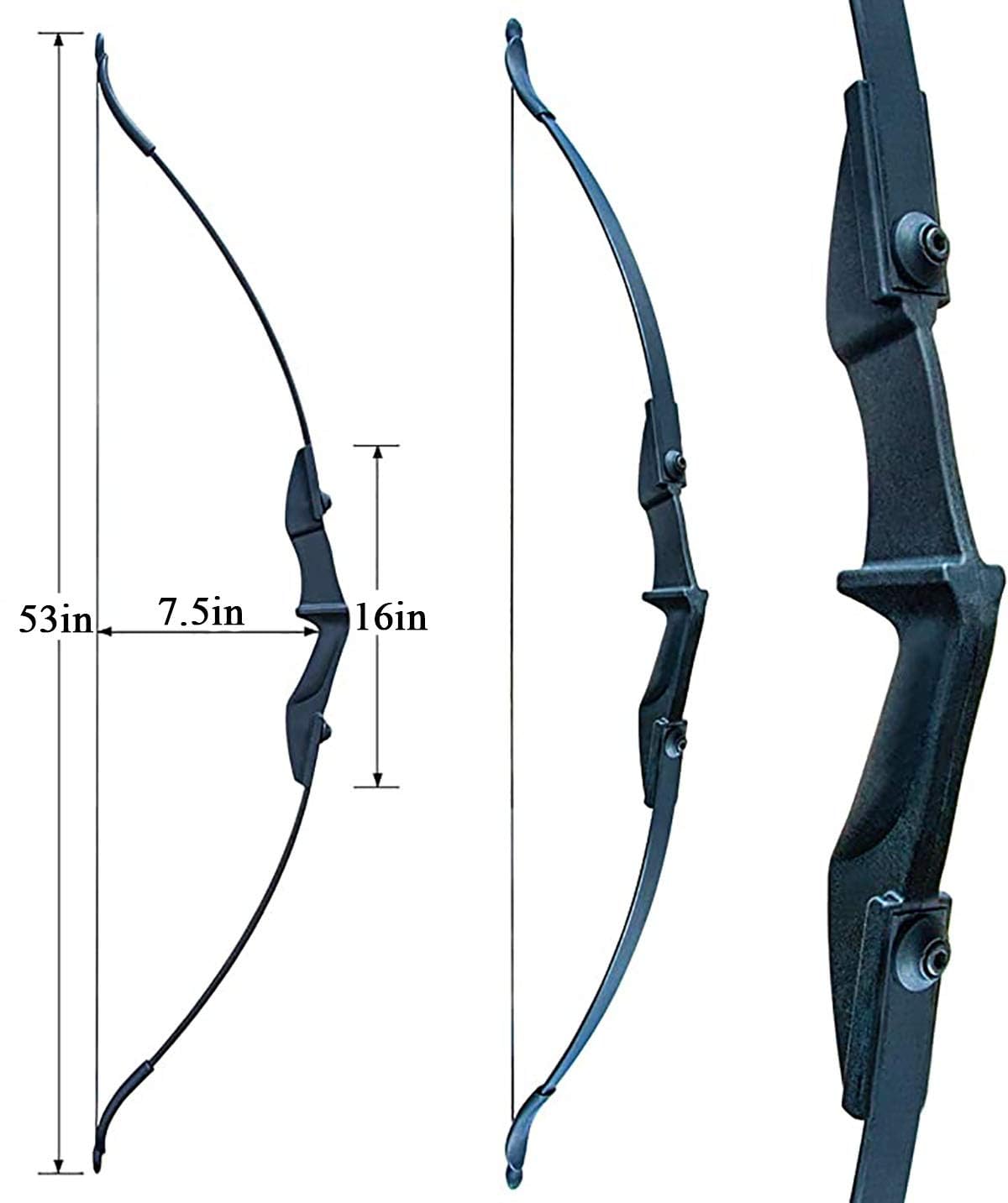 Vogbel Archery Bow and Arrows Set for Adults 53" Takedown Recurve Bow Left/Right Hand Longbow Kit for Beginner Outdoor Shooting Training Practice(Black, 30lb)