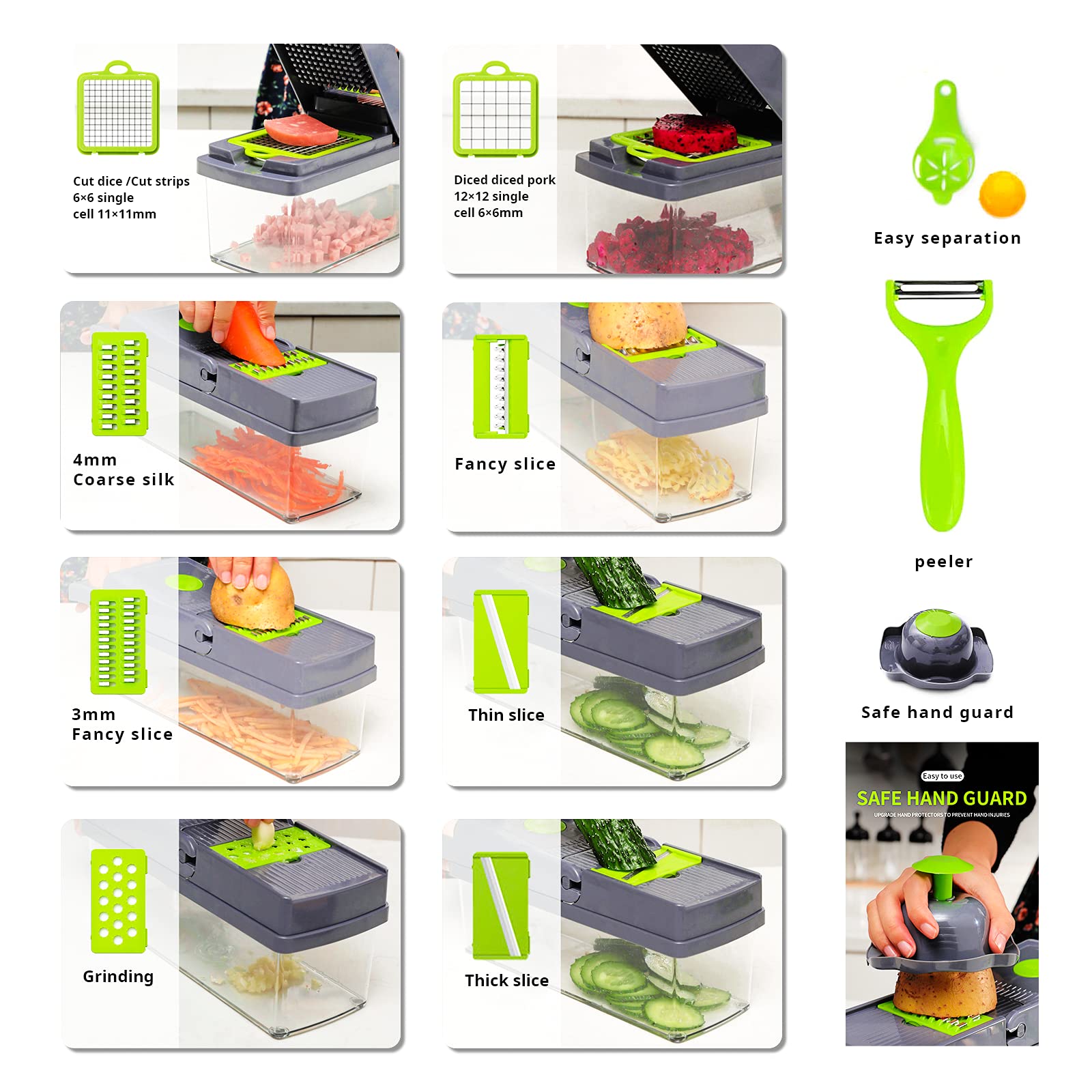 Vegetable Chopper - Pro Food Chopper - Spiralizer Vegetable Slicer-14-in-1 Multifunctional Veggie Slicer Food Cutter,Household Kitchen Gadgets for Vegetable Fruit…
