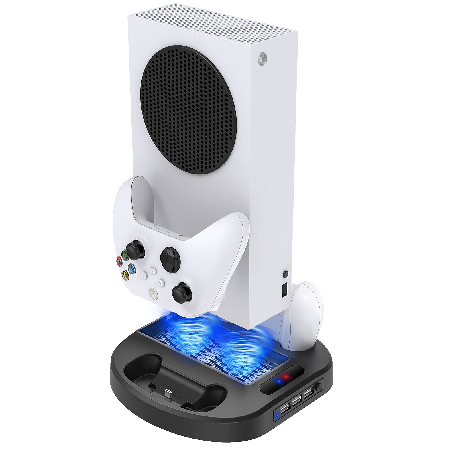 Vertical Stand with Cooling Fan Compatible with Xbox Series S Console - Auarte Controller Charging Dock Station with Cooler Vertical Stand, Dual Controller Charger for Xbox Series S with LED Indicator