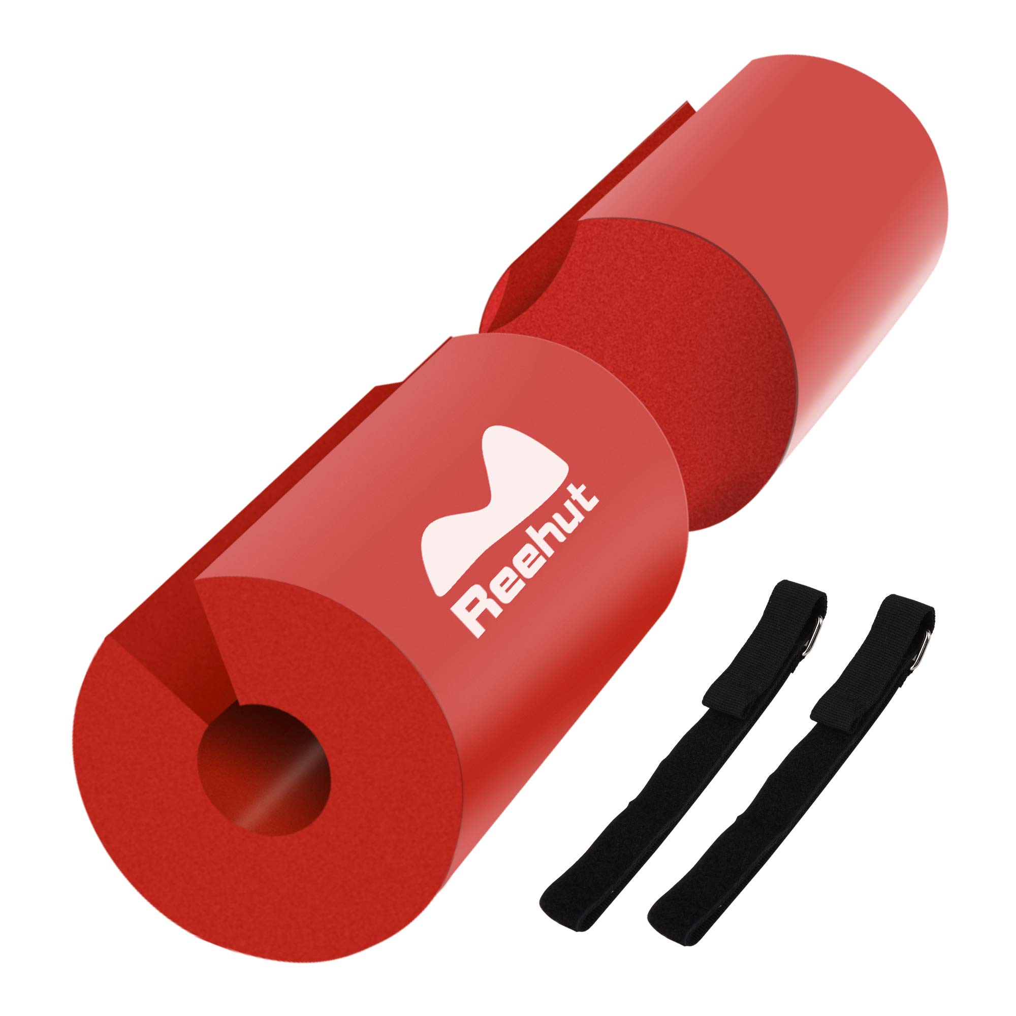 REEHUT Squat Pad Barbell Pad for Squats, Lunges and Hip Thrusts - Foam Sponge Pad Provides Relief to Neck and Shoulders While Training - Fit Standard and Olympic Bars Perfectly Black (Red)