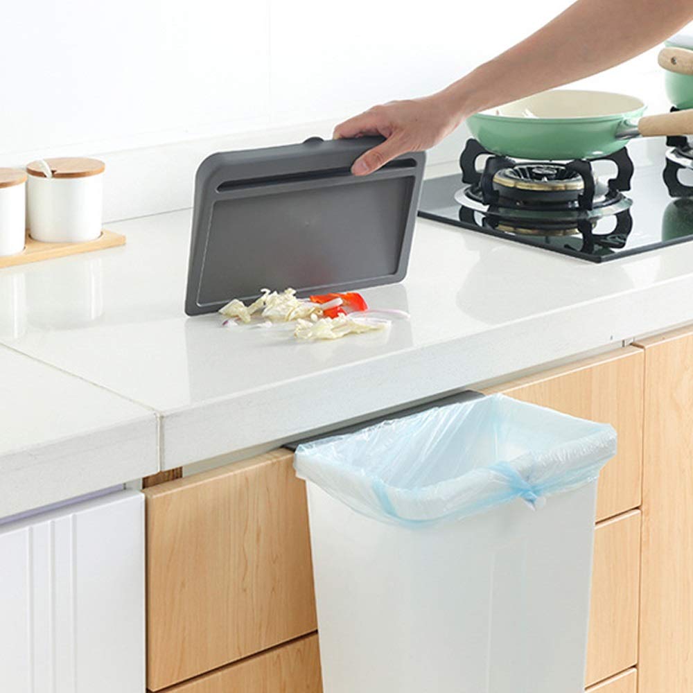 TURHAN Trashcan, Kitchen Trash Can Plastic Wall Mounted Trash Bin Waste Recycle Compost Bin Garbage Bag Holder Waste Container Bathroom Dustbin