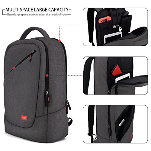VORI Gaming Backpack for Nintendo Switch System and Switch OLED Model 2021, Travel Storage Bag for Nintendo Switch Accessories, Dark Gray