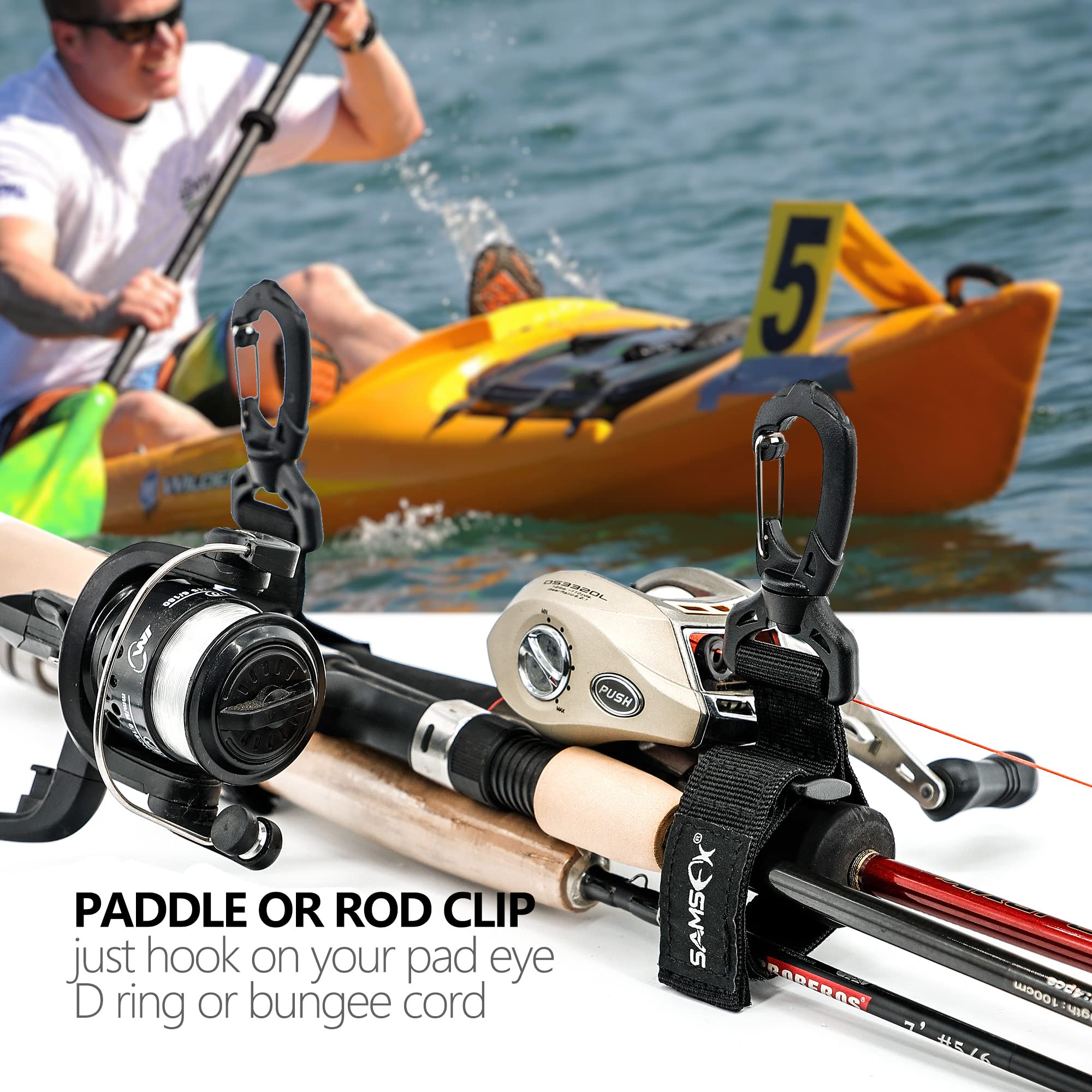SAMSFX Adjustable Kayak Paddle Holder, Paddle Board Accessories, Inflatable Boat Paddle Storage, Paddle Clips 6PCS in Pack