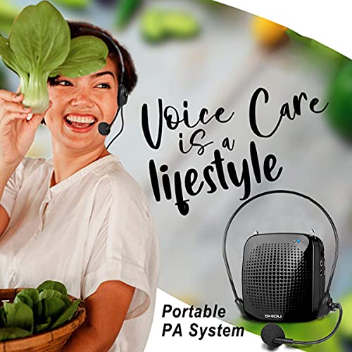 Voice Amplifier with Personal Microphone Headset, 15W Loudly High Fidelity Mini Voice Amplifier, Personal Pa System for Teachers Classroom, Meeting, Tour Guide, Yoga, Presentation, Coaches ect