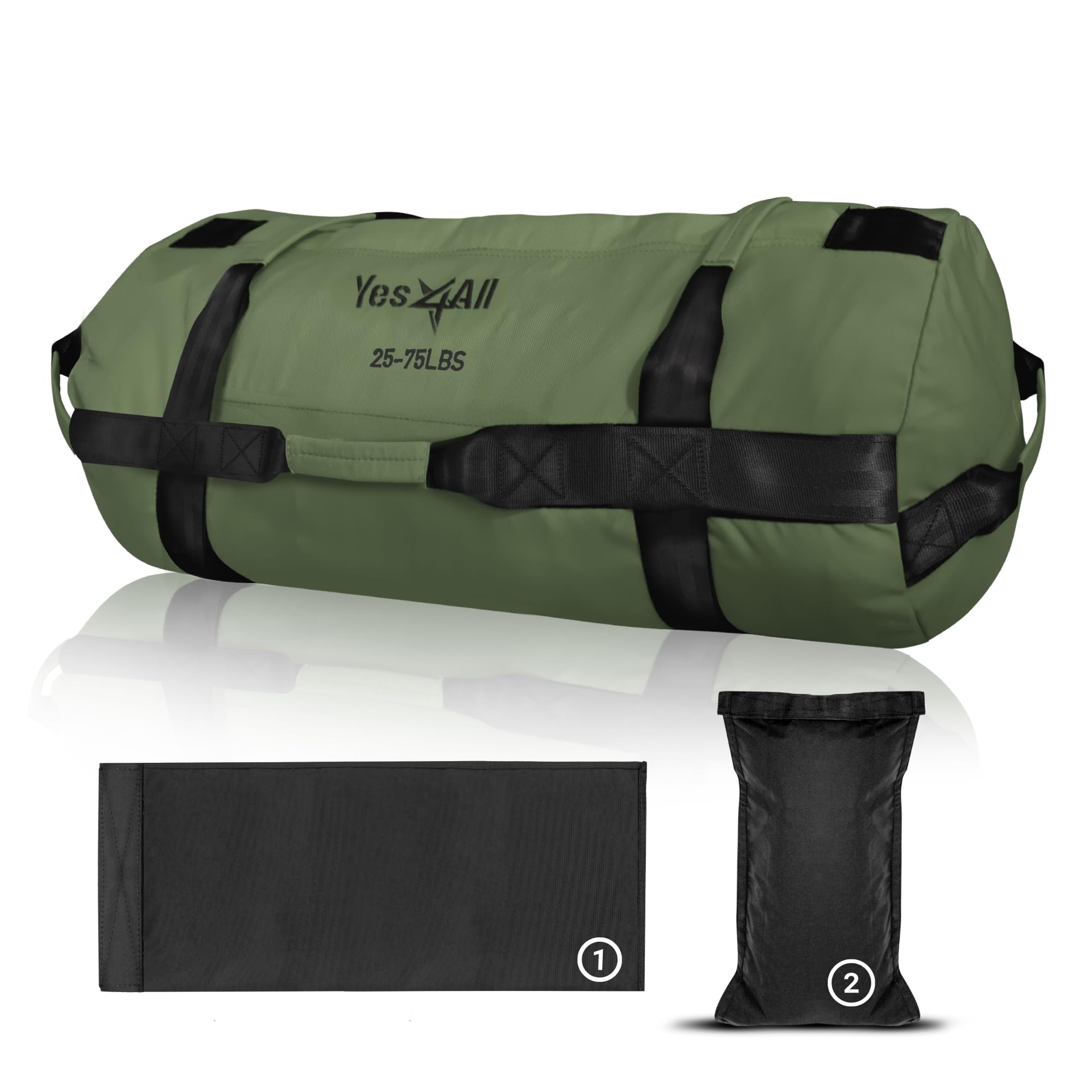 Yes4All Workout Sandbags, Heavy Duty Sandbags - Army Green - M