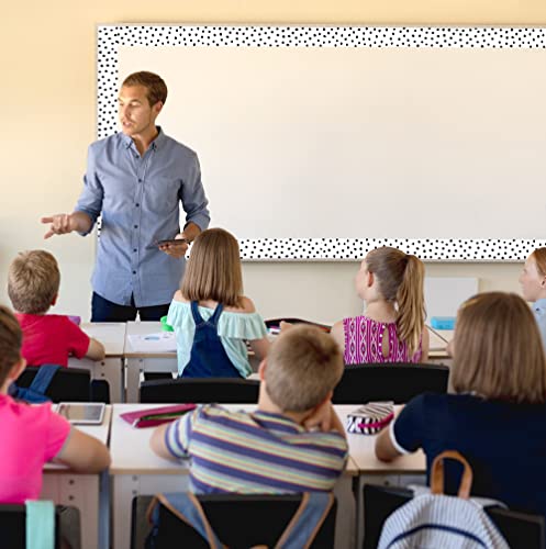 Teacher Created Resources Black Painted Dots on White Straight Rolled Border Trim (TCR8910)