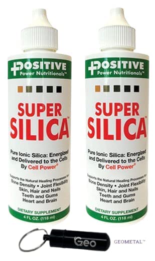 Super Silica Liquid Concentrate, 4 oz. Bottles (Pack of 2) Highest Absorption, Collagen Producing, Supports Healthy Bone Density, Joint Flexibility, Skin Hair and Nails and Pill Holder by GeoMetalā¢