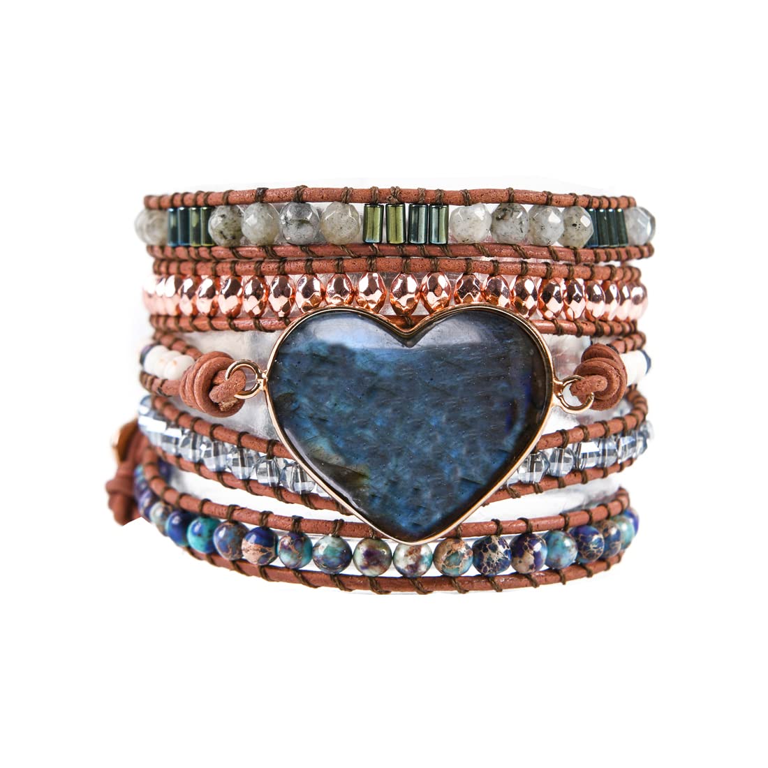 YGLINE Labradorite Stone Bracelet,Natural Gemstone Balance Meditation Healing Bracelet