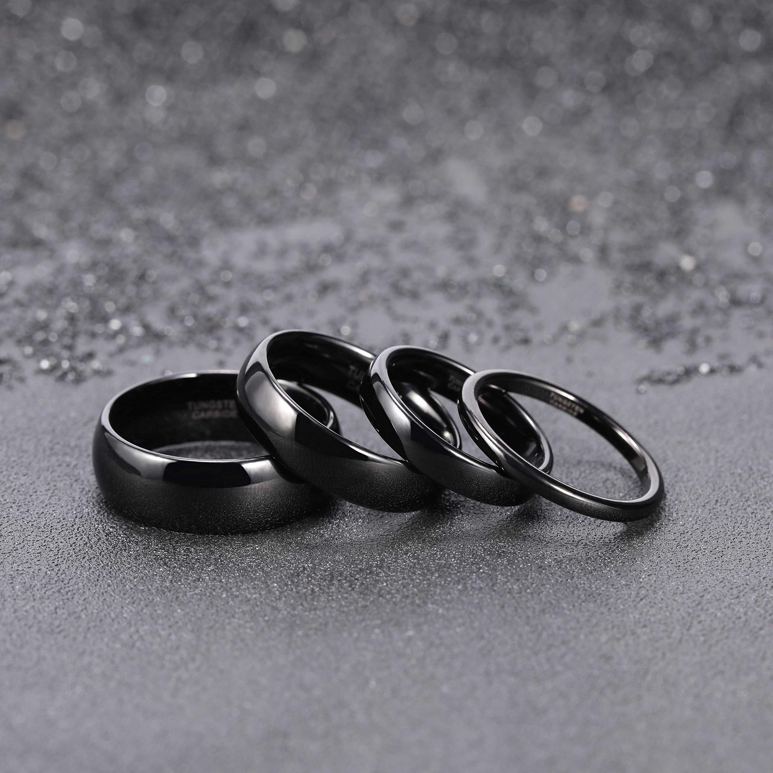 TRUMIUM 6mm Black Tungsten Ring for Men Women High Polished Comfort Fit Wedding Band Size 11