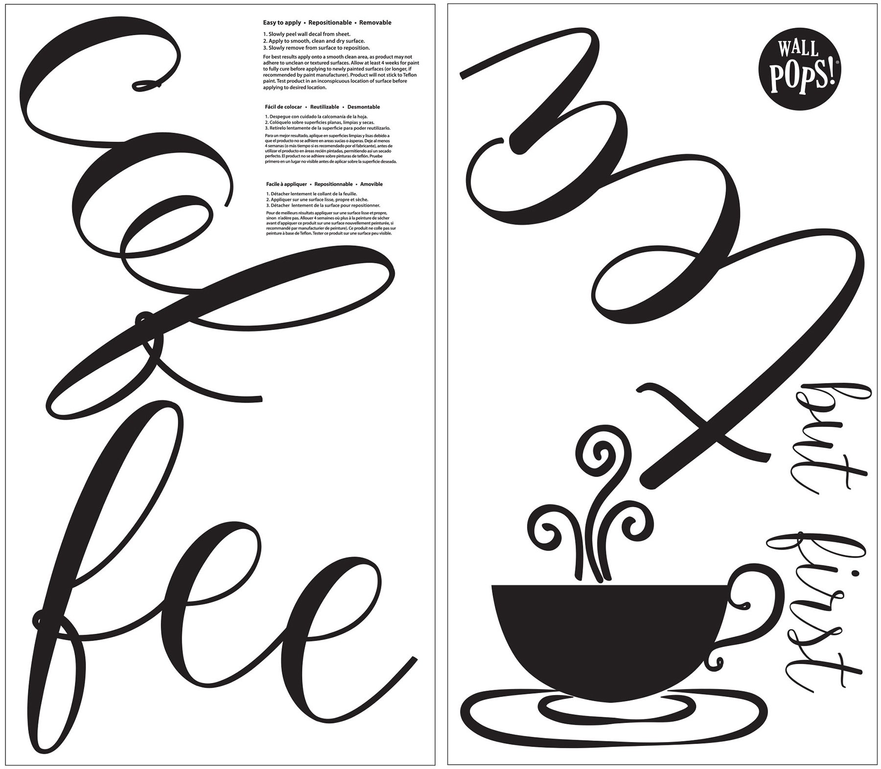 WallPops DWPQ2936 But First Tea Wall Quote, Black