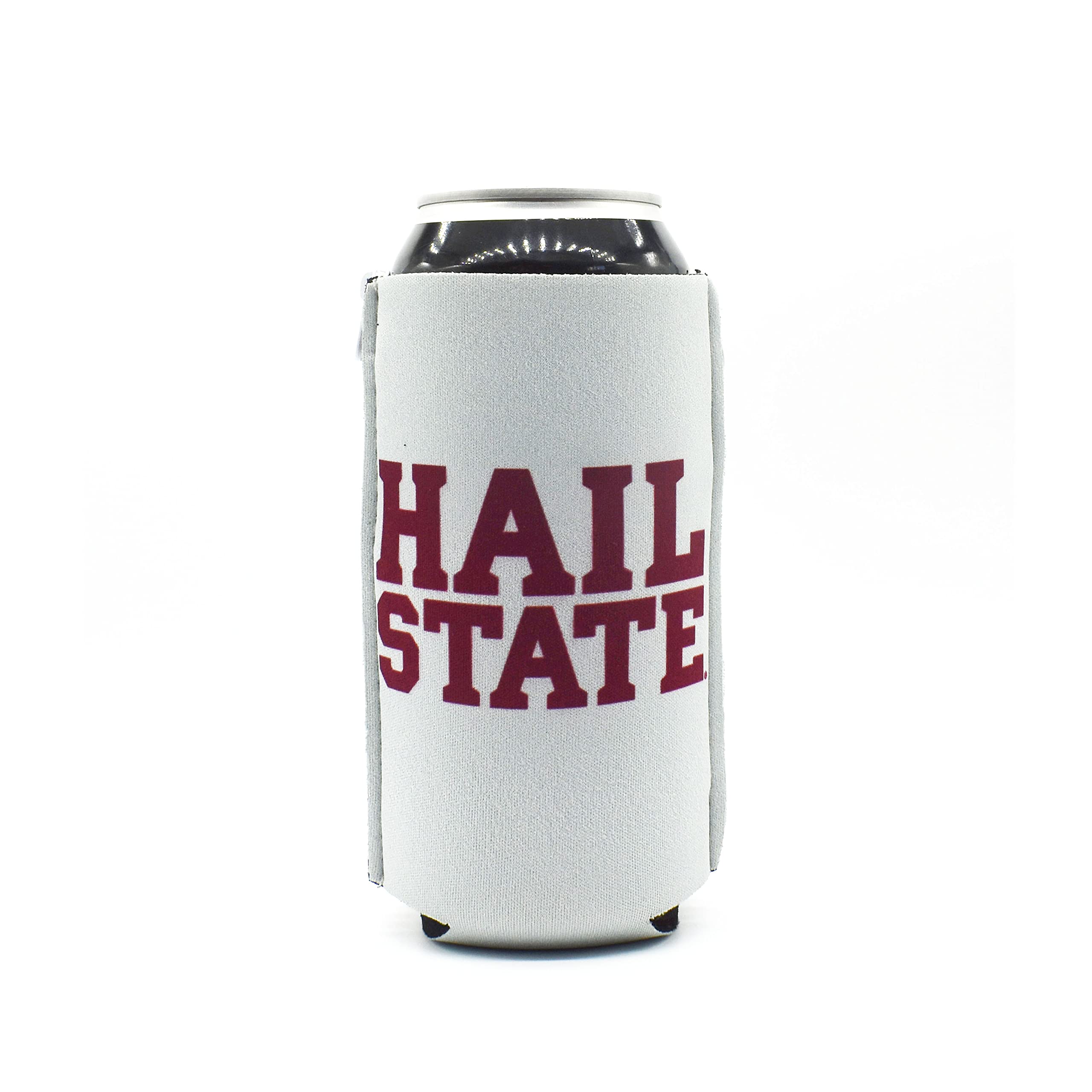 ZipSip NONMAGNET- MSU Adjustable All-In-One Coozie with Zippers for Cans, Bottles, Slim Cans, Pint Glasses, Party Cups β Can Cooler - Insolated Neoprene Sleeve - MSU Bulldogs Light Gray, Large