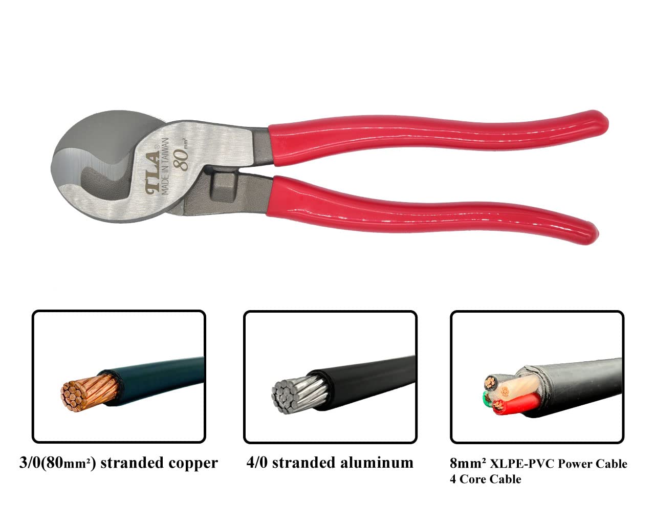 TLA Teleantool THC-80 Cable Cutters for Copper and Aluminum Cables Up to 3/0, 80 Square Millimeters
