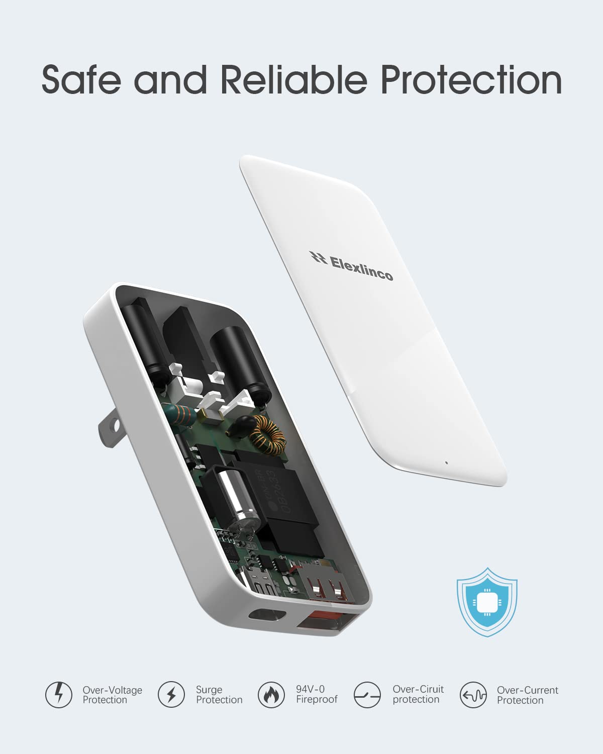 USB Wall Charger, USB C Fast Charger, Elexlinco Dual USB Wall Charger with Apple 20W Charge and QC 3.0 18W USB-A,USB C Wall Adapter for Apple 14 13 12 11, Samsung, Foldable Plug Charger