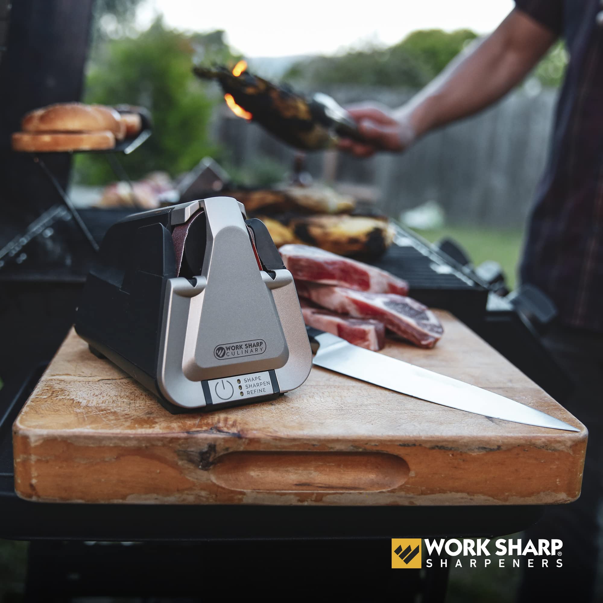Work Sharp Culinary Kitchen Knife Sharpener with Ceramic Honing Rod, Gray, 7.2 x 4.5 x 5.2 inches
